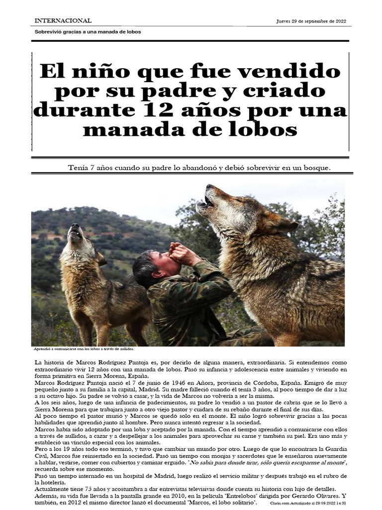 Noticia de Niño Criado Por Lobos | PDF