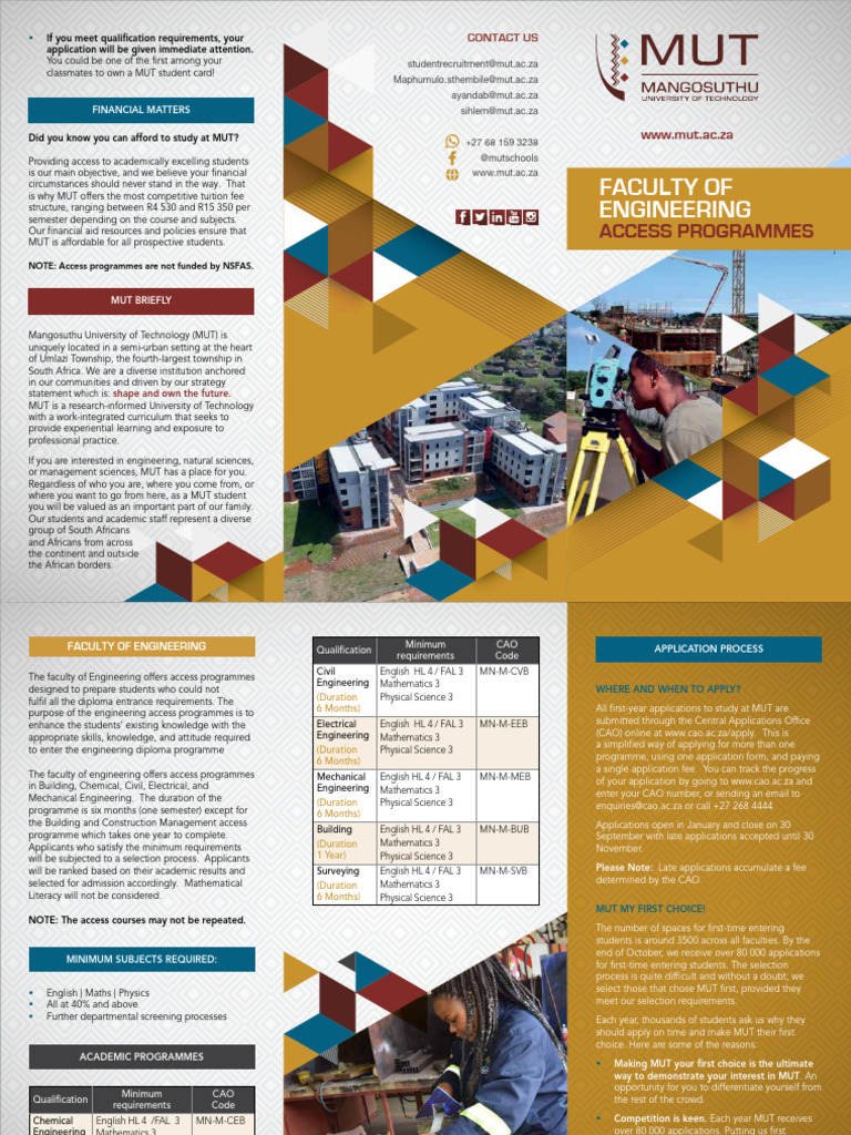 MUT Engineering Access Programmes | PDF | Engineering | Science