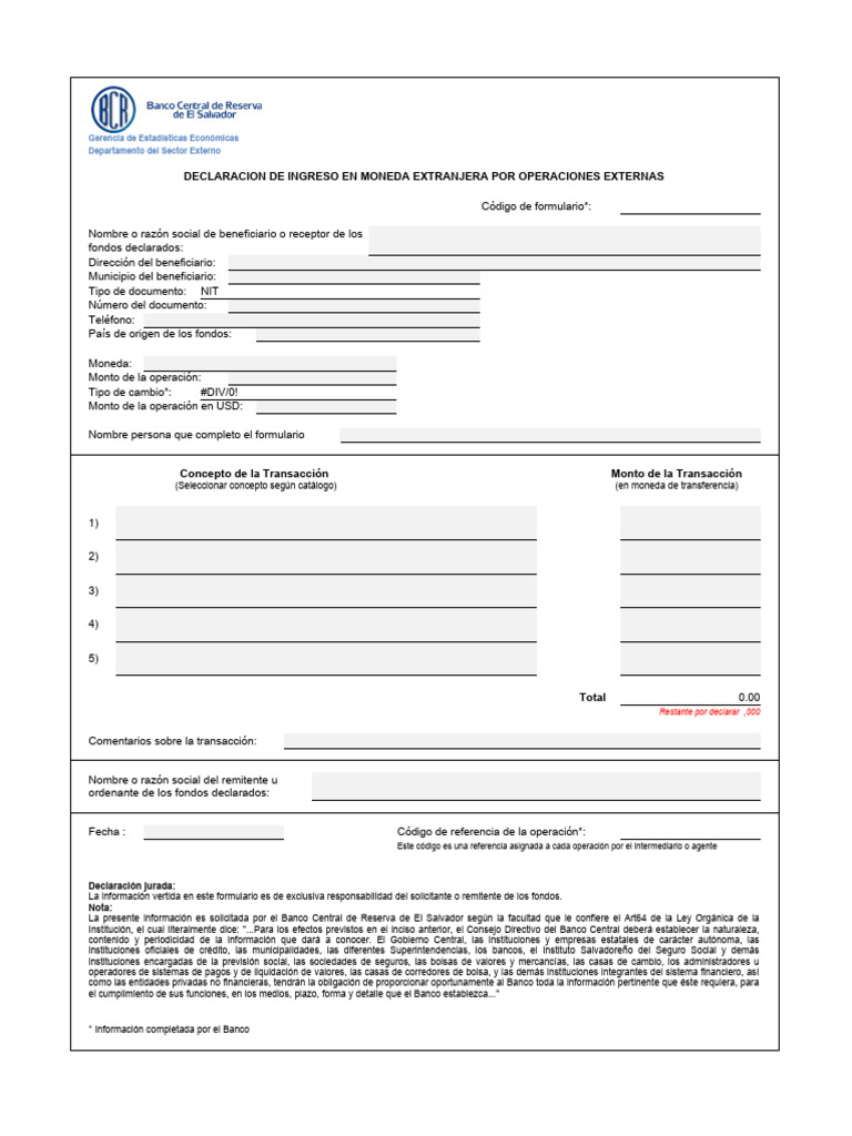 Formulario-Ingreso-de-Divisas | PDF | Moneda | Daños y perjuicios