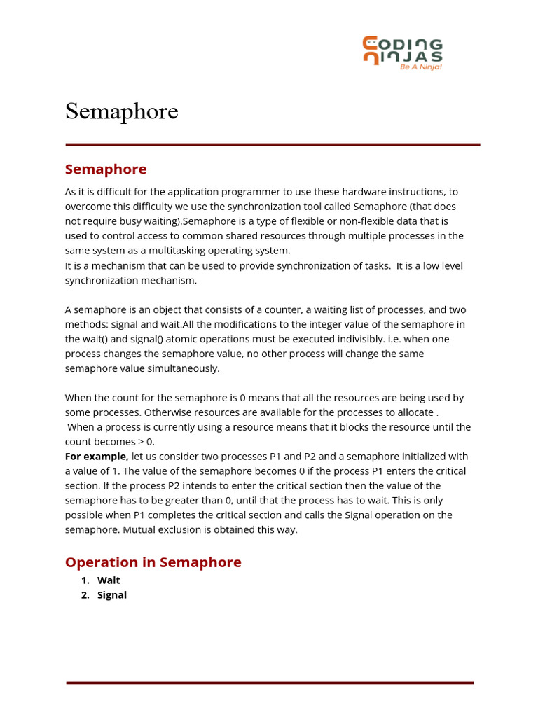 Gp Os Semaphores Pdf Process Computing Concurrency Computer Science