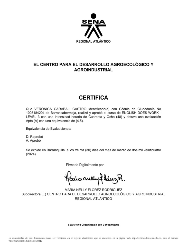 Certificado Ingles Nivel 3 | PDF