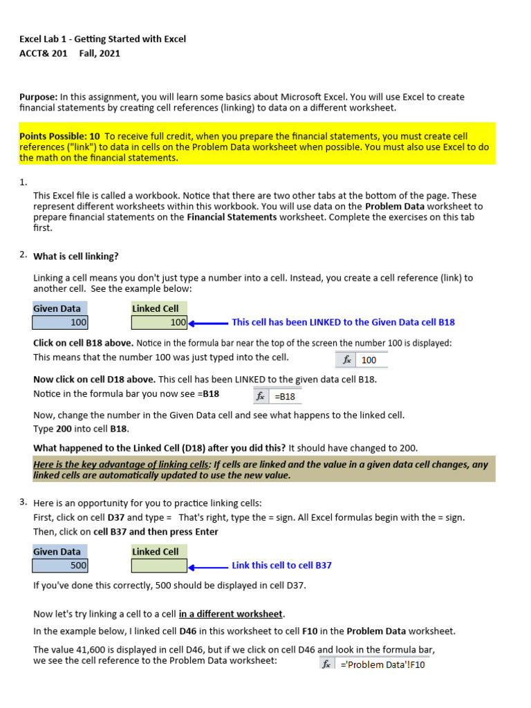 ACCT& 201 Lab 1 Student Template Using Excel Fall 2021 | PDF | Equity (Finance) | Expense