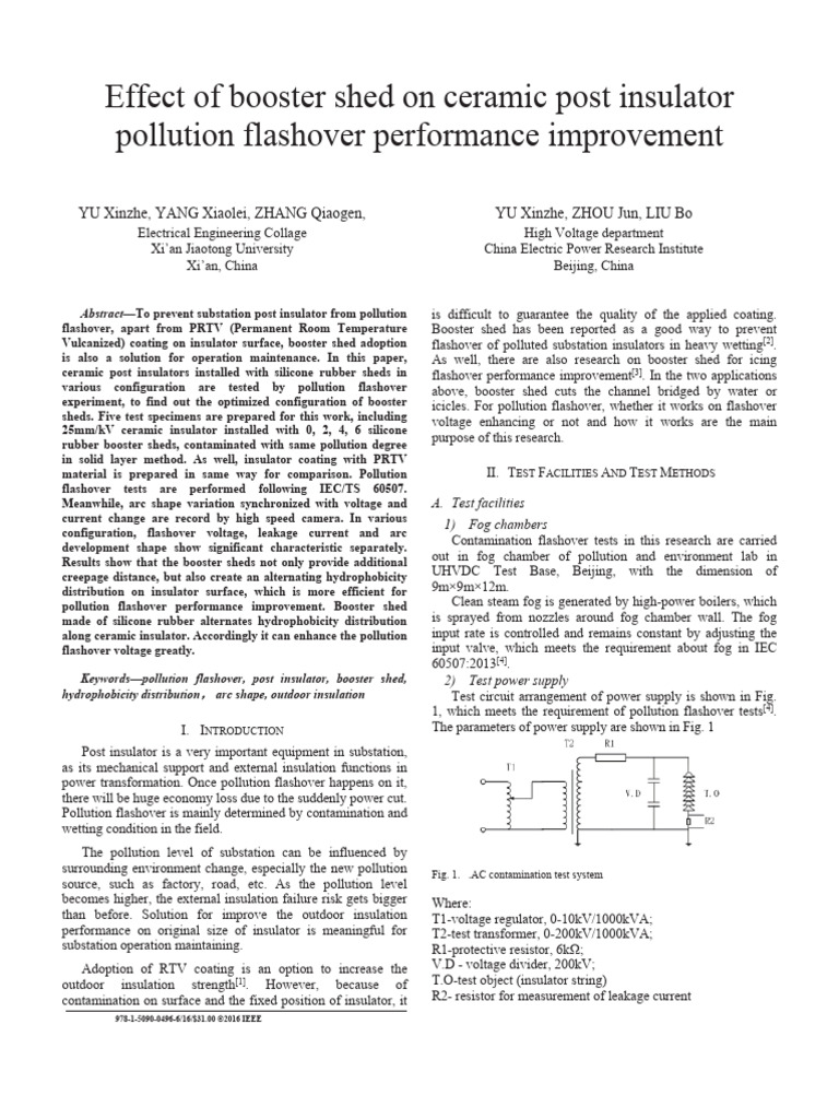 Effect of booster shed on ceramic post insulator pollution flashover ...