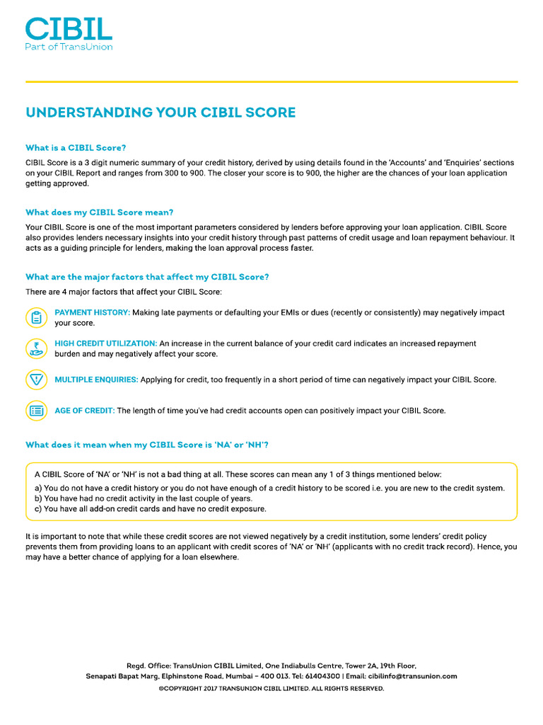 CIBIL Report Understanding New | PDF