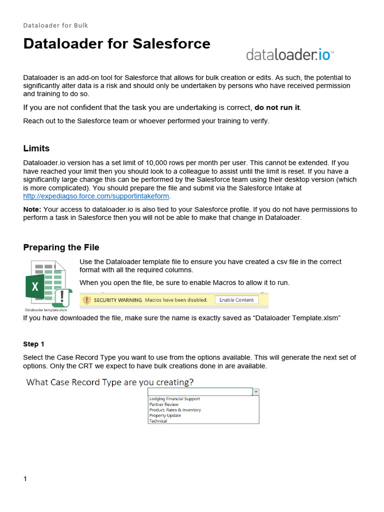 Dataloader Instructions | PDF | Computer File | Comma Separated Values