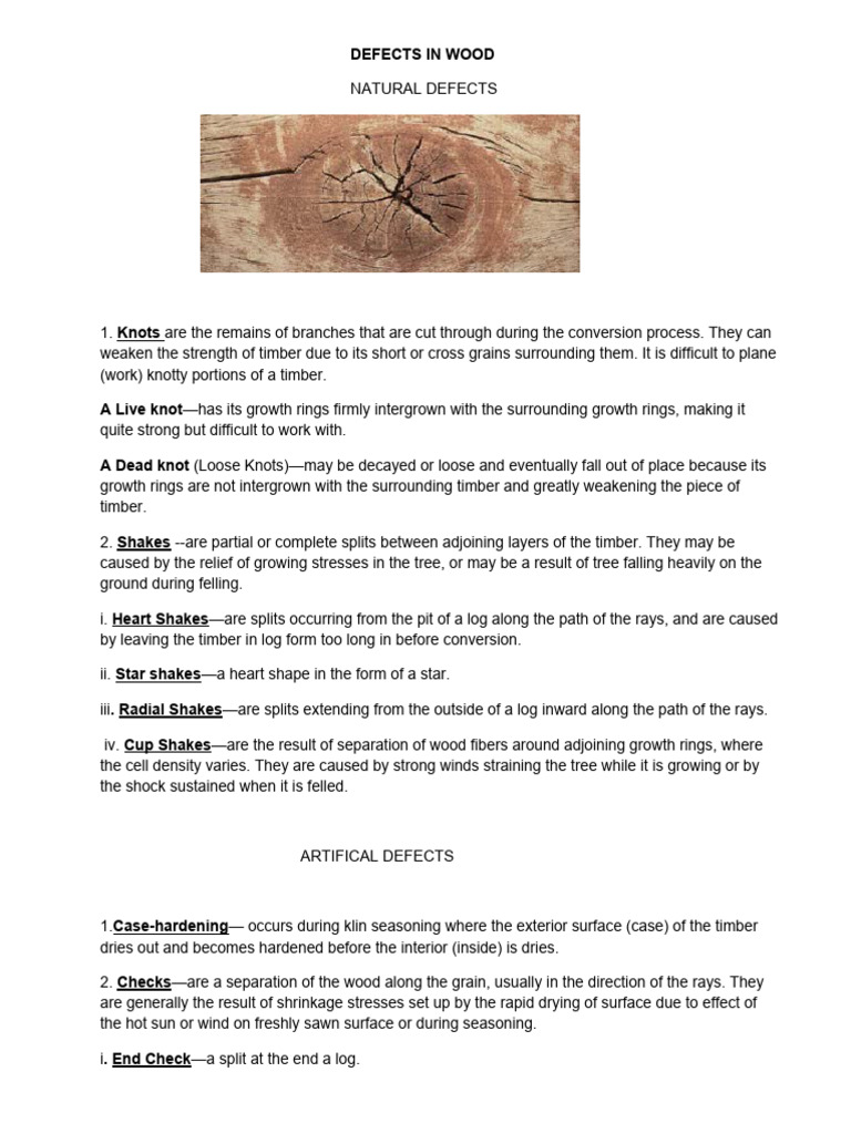 Defects in Wood | PDF | Lumber | Wood