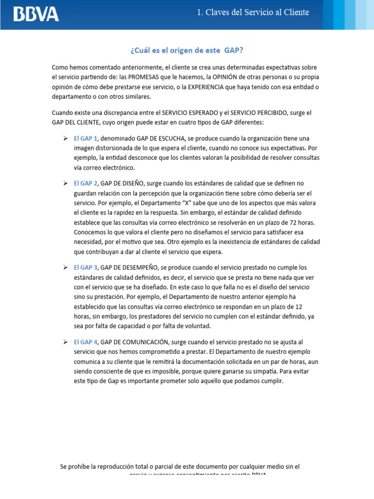 Calidad de Servicio Gap - Esquema | PDF | Cliente