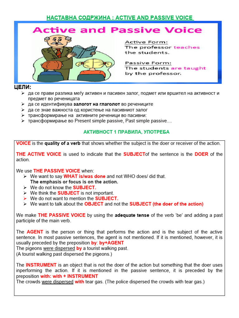 Active and Passive Voice | PDF | Verb | Semantic Units