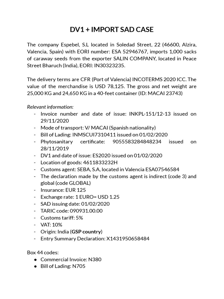 DV1+Import SAD | PDF