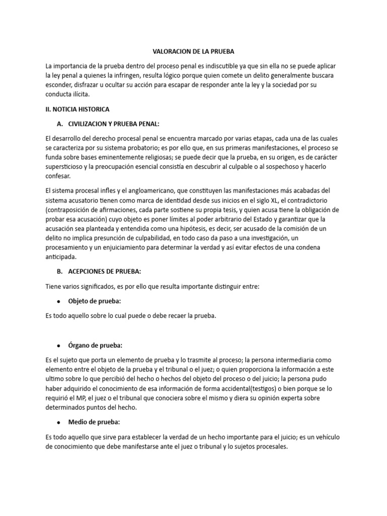 Valoracion de La Prueba Procesal | PDF | Verdad | Sentencia (ley)