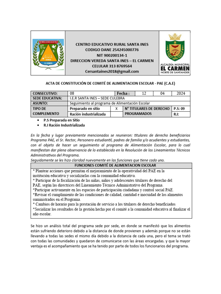 Acta Cae Las Planadas | PDF