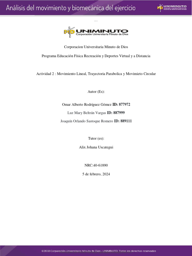 Biomecanica Taller MO2 | PDF | Velocidad | Rotación