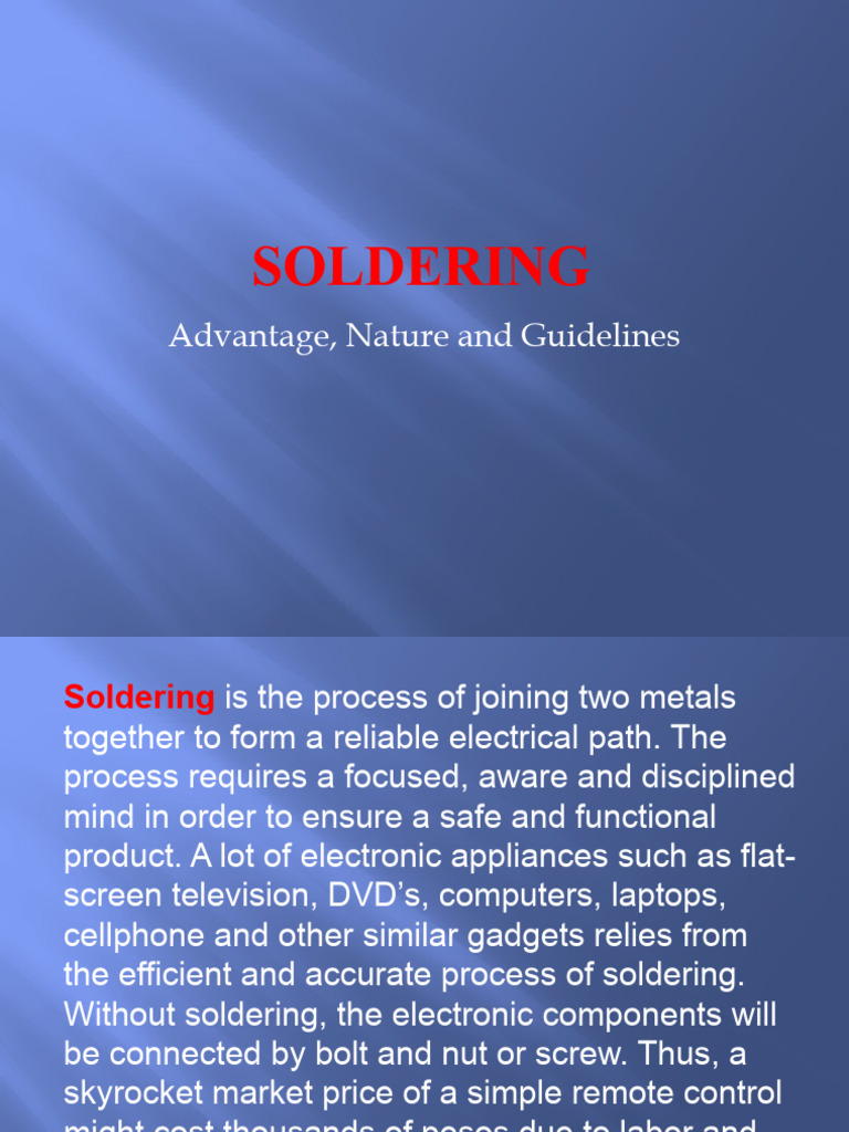 4th Quarter Week 6 Introduction To Soldering | PDF | Soldering | Solder