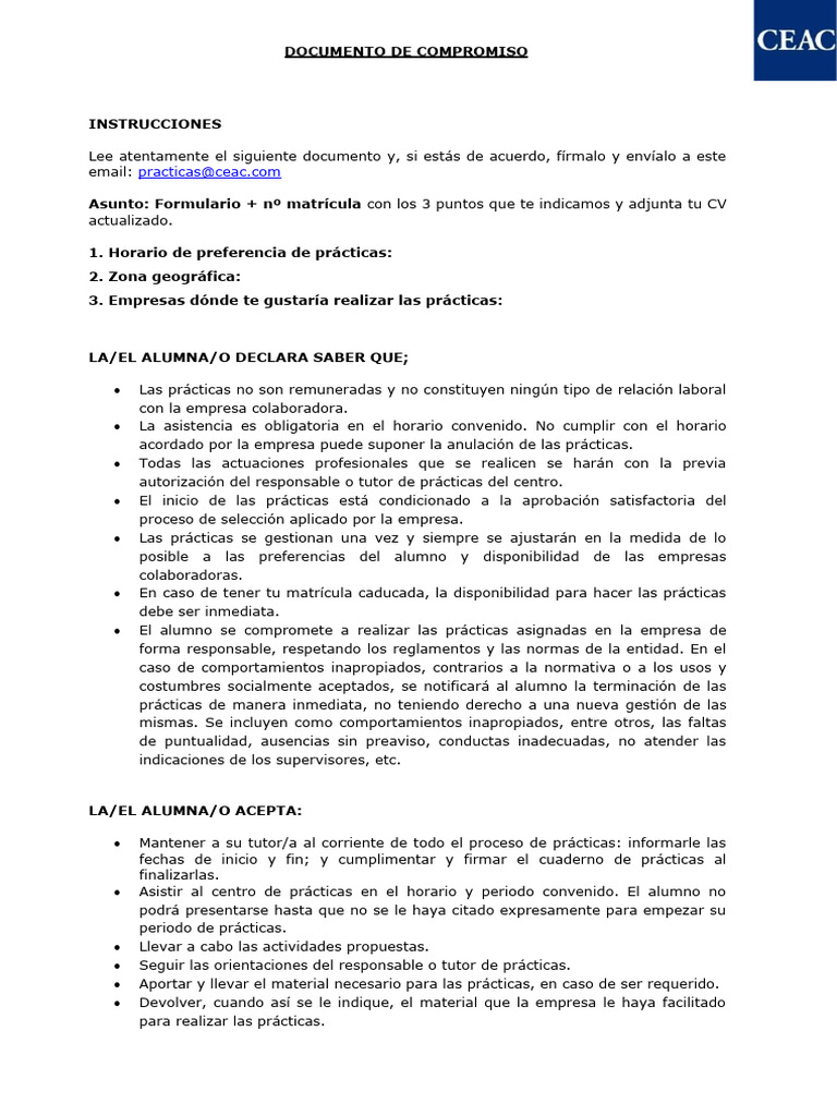 Formulario Prácticas Ene24 Ceac | PDF