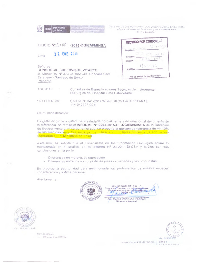 Oficio n100 - Minsa | PDF