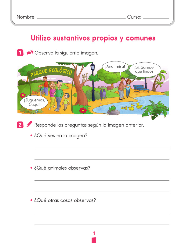 Sustantivos Propios y Comunes en Ejercicios | PDF | Artes del Lenguaje ...