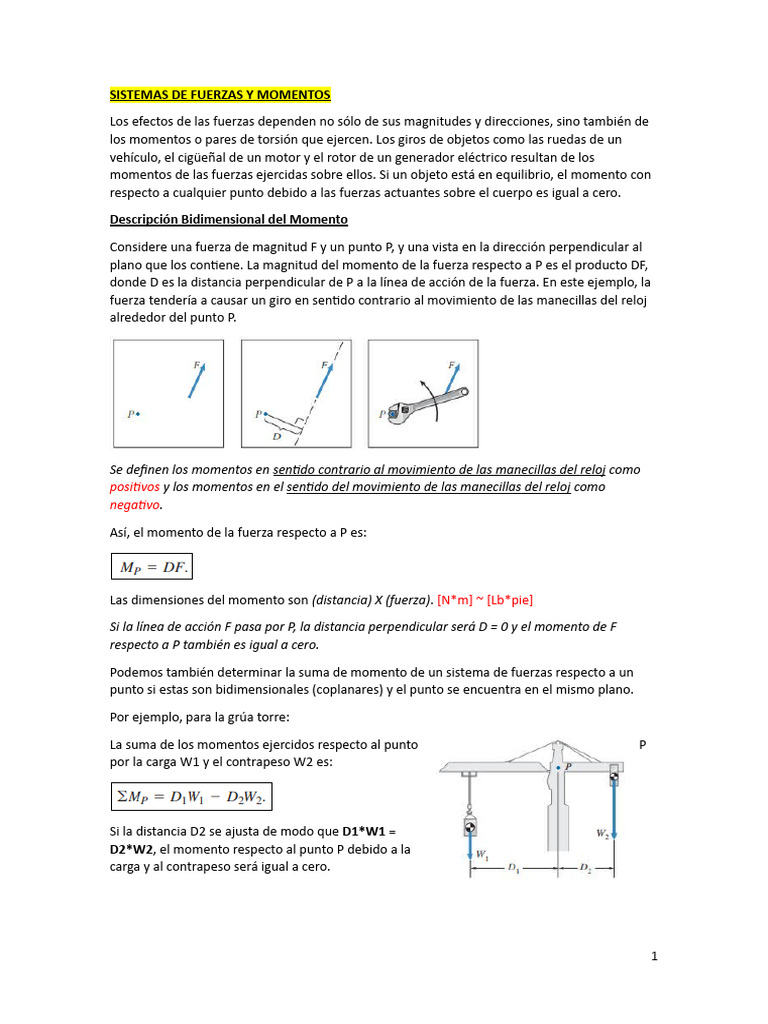 Sist de Fuerzas y Momentos | PDF | Vector Euclidiano | Esfuerzo de torsión
