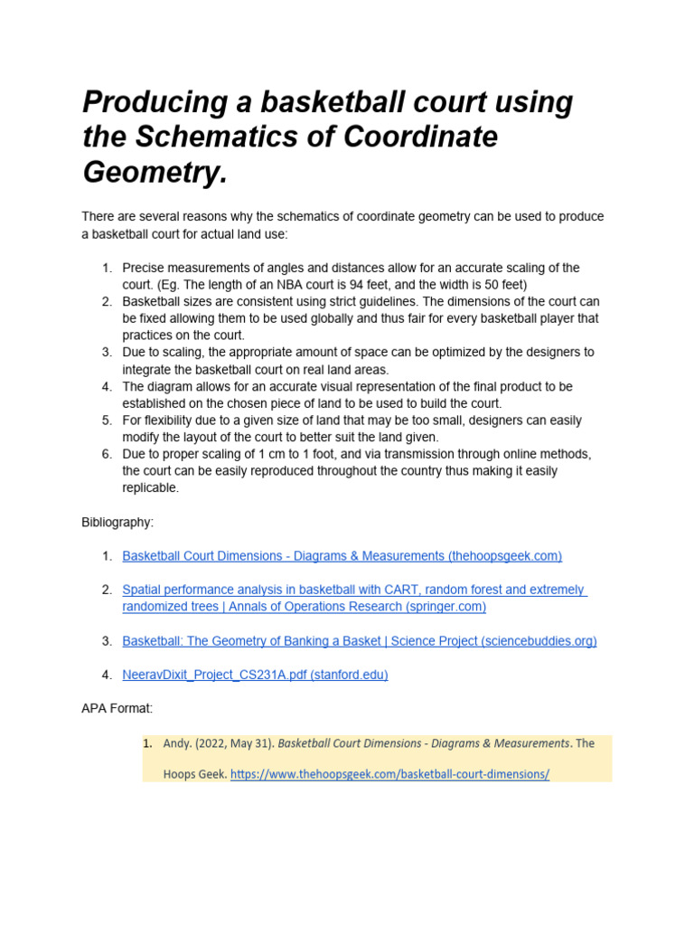 Producing A Basketball Court Using The Schematics of Coordinate ...