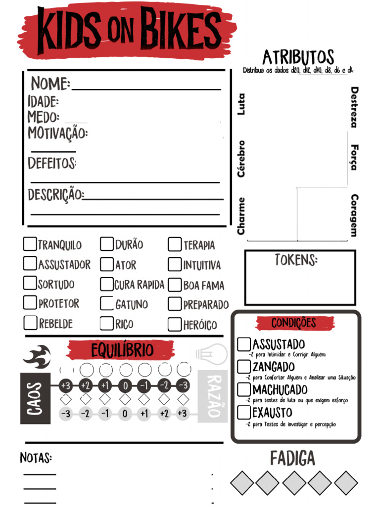 Ficha Kids On Bikes Editavel | PDF