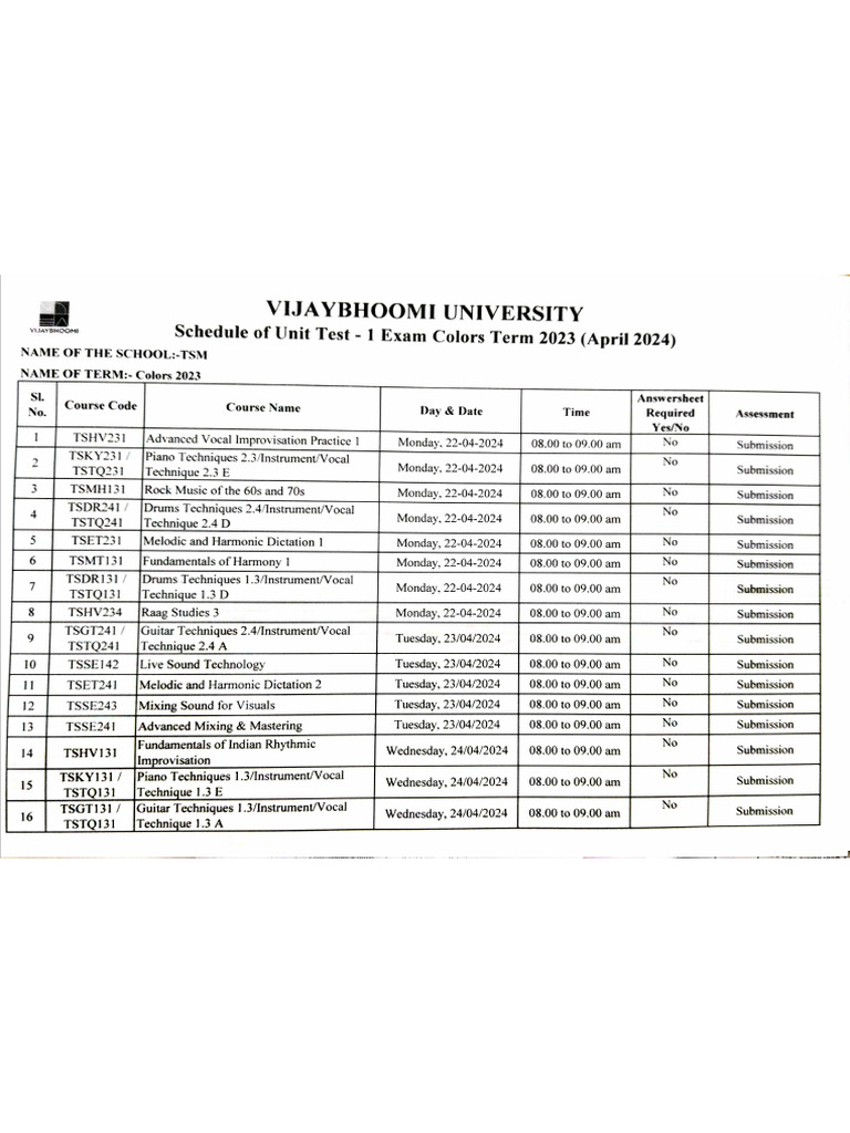 UG - Unit Test 1 - Colors 2023 | PDF