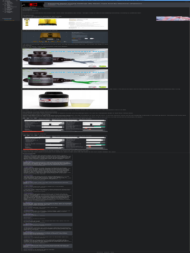 Personal Resin Curing Settings (By Resin Type and by Machine) - by ...