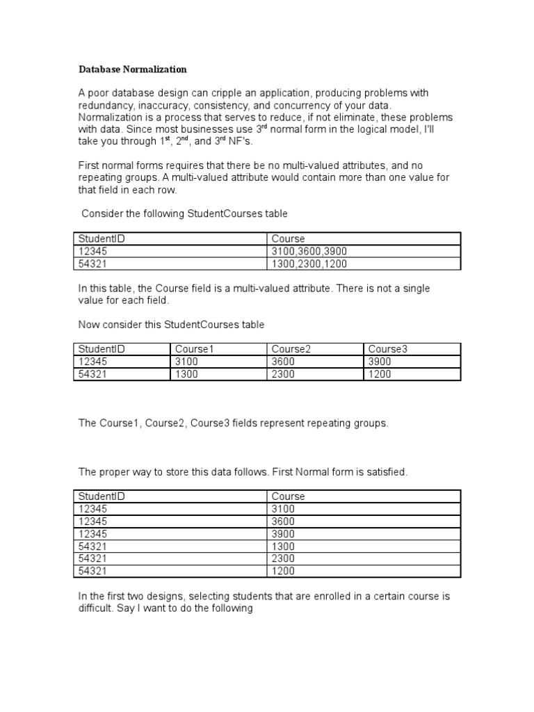 Database Normalization | PDF | Information Management | Data Management Software