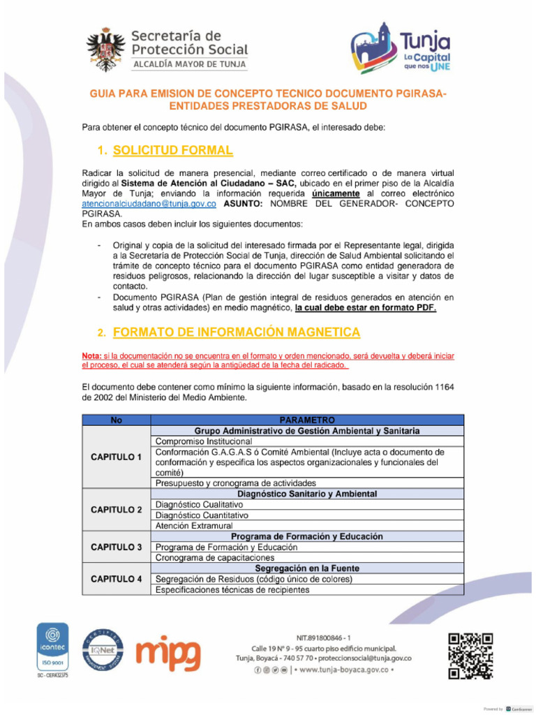 Guia para Concepto Tecnico Pgirasa | PDF