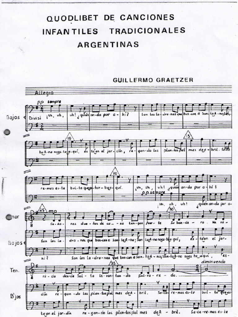 Quodlibet de Canciones Infantiles 4 PDF Free | PDF