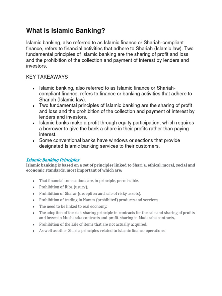 What Is Islamic Banking | PDF | Islamic Banking And Finance | Financial ...