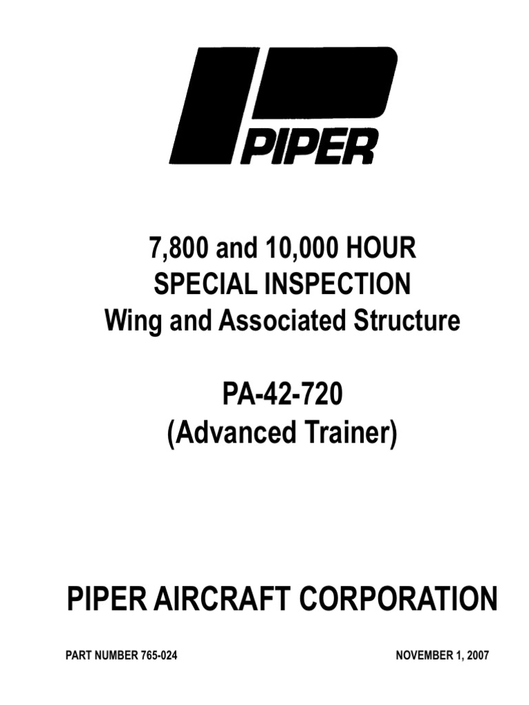 7,800 and 10,000 HOUR Special Inspection Wing and Associated Structure ...