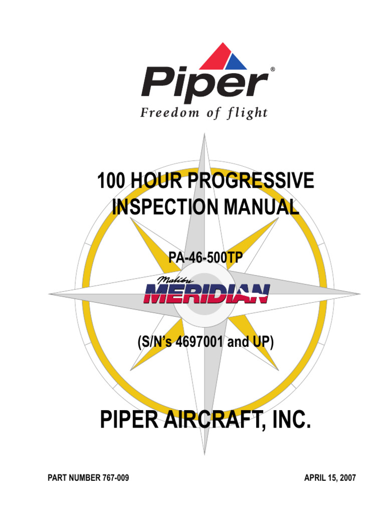 100 Hour Progressive Inspection Manual: Piper Aircraft, Inc | PDF ...