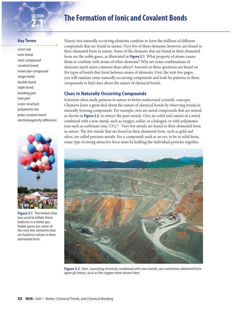 The Formation of Ionic and Covalent Bonds: Clues in Naturally Occurring Compounds | PDF ...