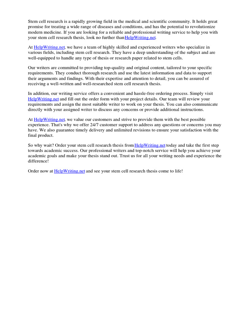 Stem Cell Research Thesis | PDF | Epidermis | Epithelium