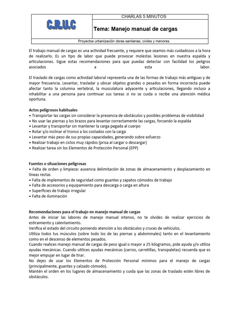 Manejo Manual de Carga | PDF