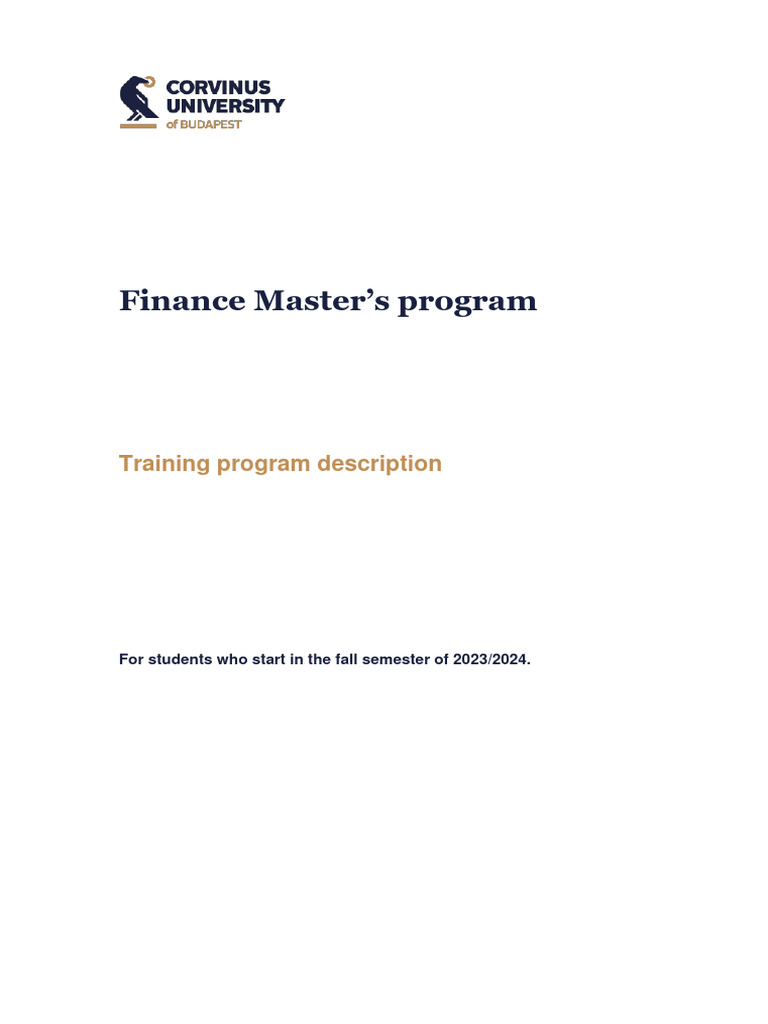 PÜ-Finance Masters Program 2023 2024.5f7 | PDF | Market (Economics ...