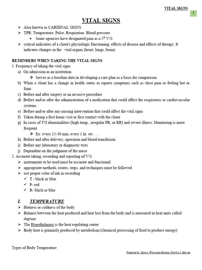 Vital Signs | PDF | Breathing | Blood Pressure