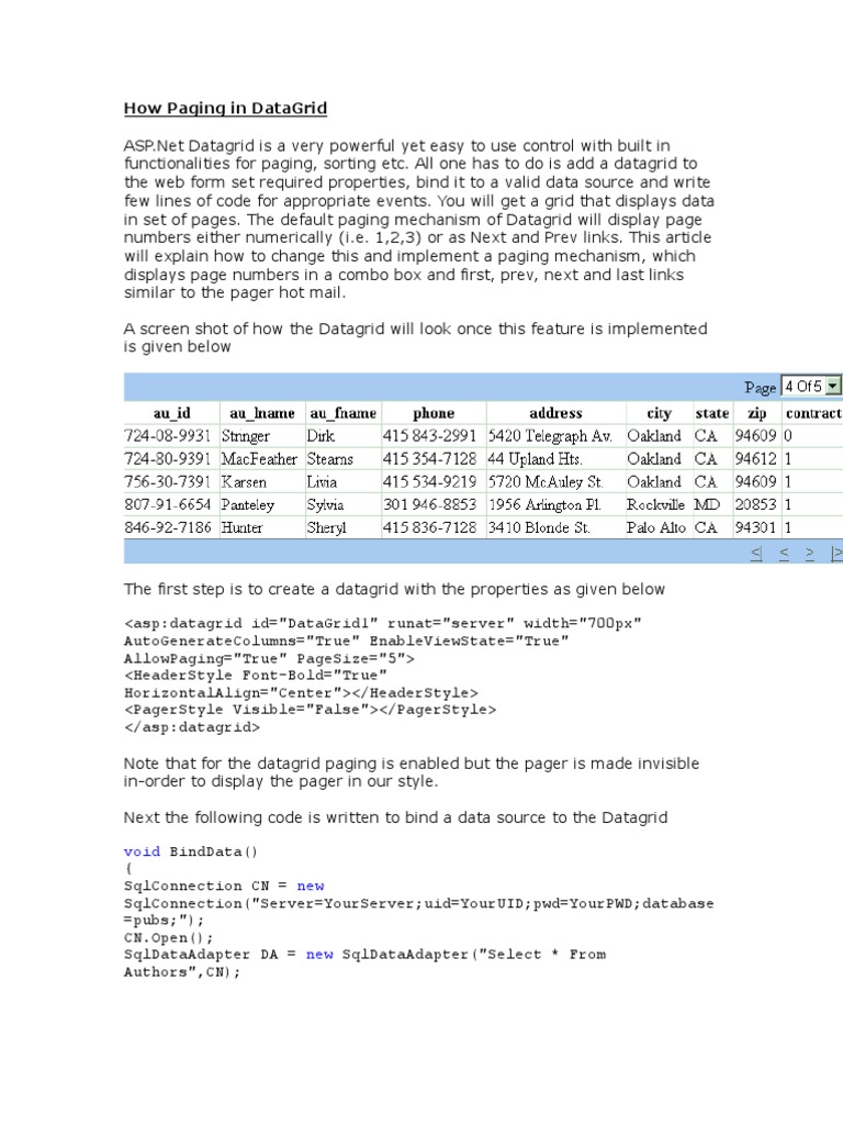 How Paging in DataGrid | PDF | Active Server Pages | Areas Of Computer Science