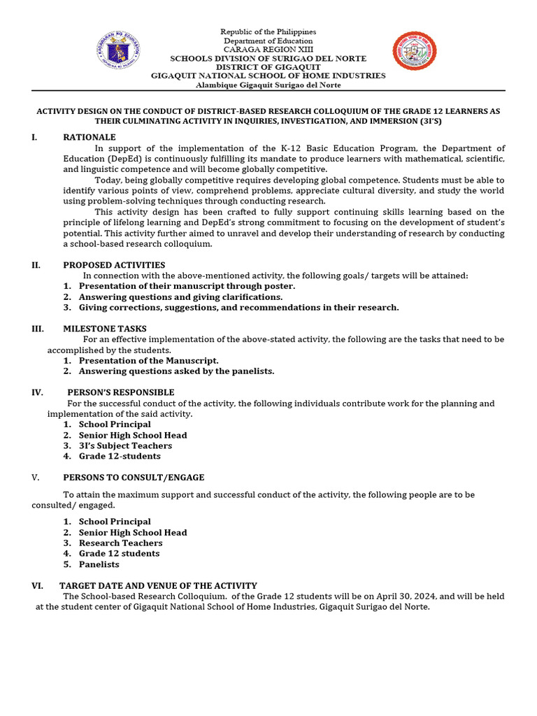 Grade 12 Research Colloquium Design | PDF | Learning | Cognition