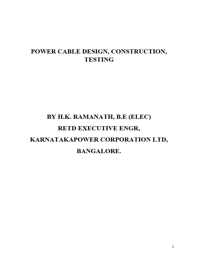 Power Cable Design and Testing Guide | PDF | Insulator (Electricity ...