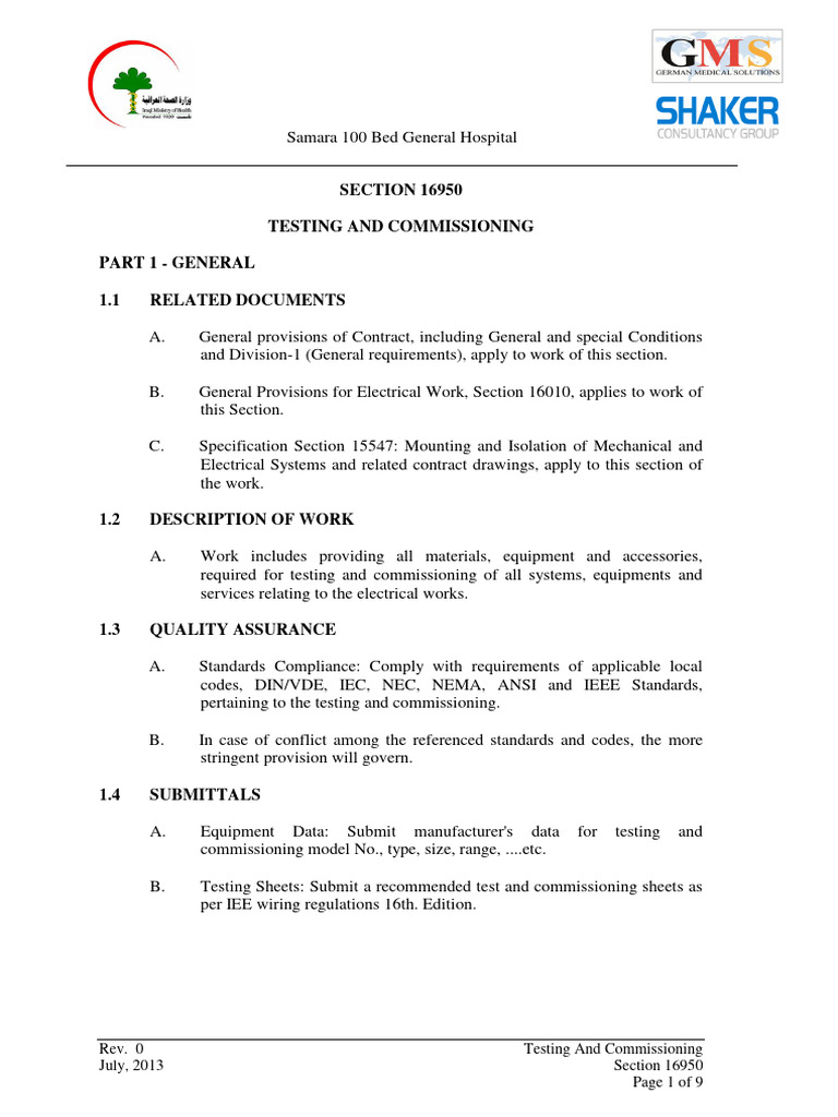 Testing and Commissioning Guidelines | PDF | Electrical Wiring ...
