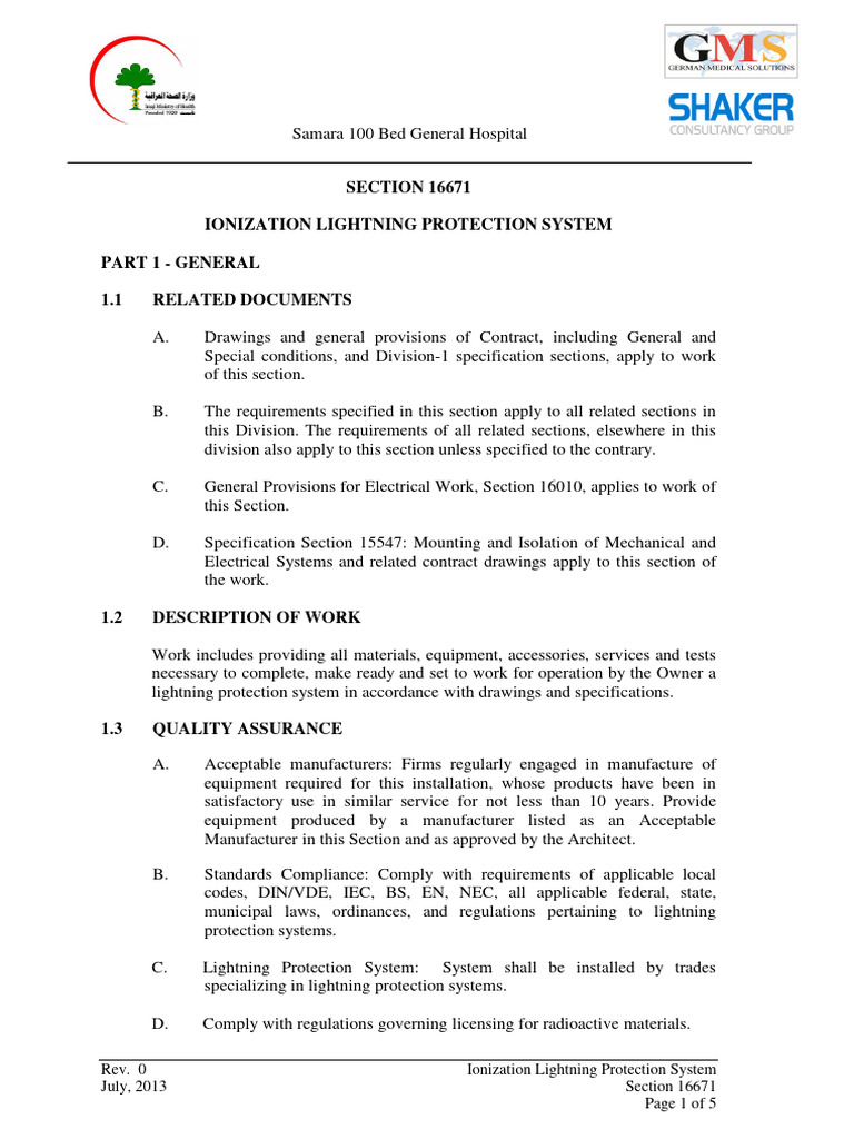 IONIZATION LIGHTNING PROTECTION SYSTEM | PDF | Specification (Technical Standard) | Electrical ...