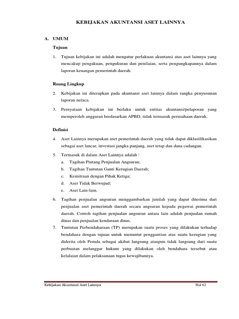 007 Kebijakan Akuntansi Aset Lainnya | PDF | Pengelolaan Keuangan & Uang