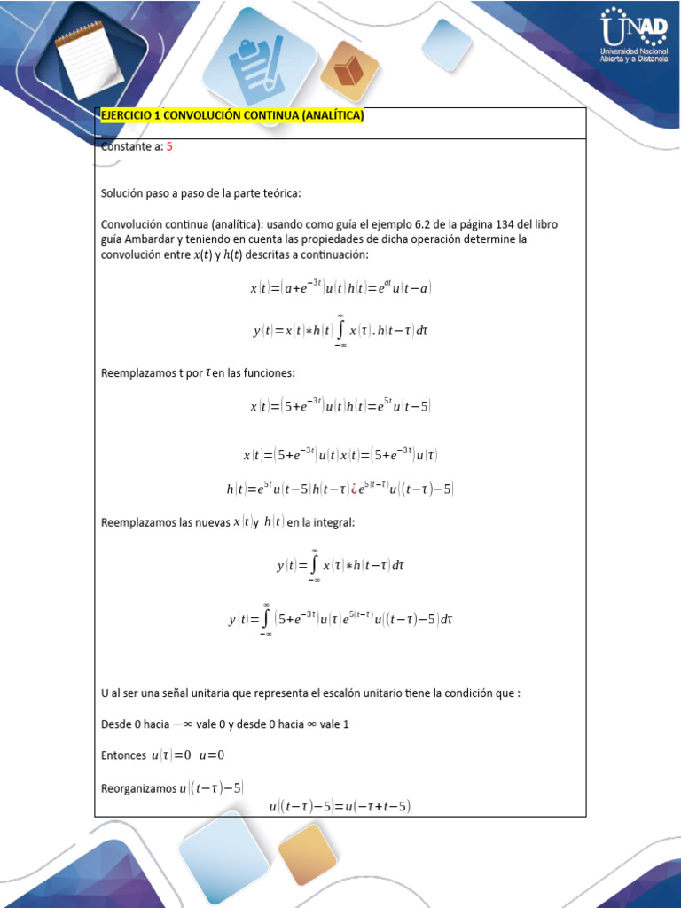Ejercicio1 - Convolución Continua | PDF | Integral | Objetos matemáticos