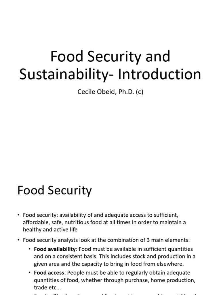 Food Security and Sustainability Introduction - CG Fall 2021 | PDF ...
