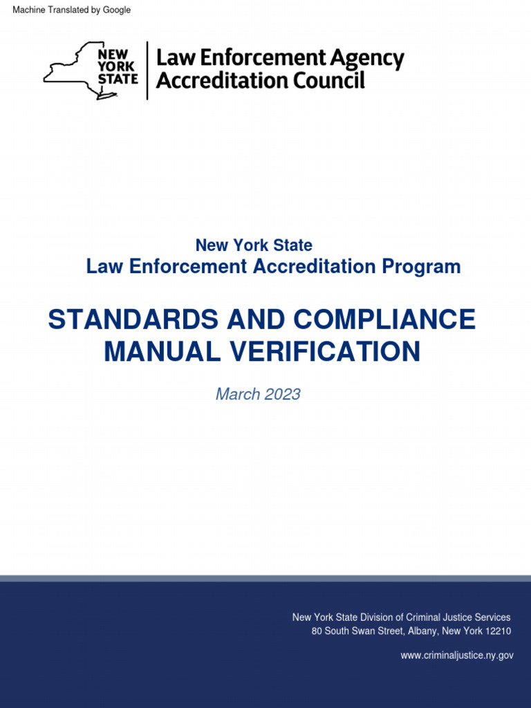 Standards and Compliance Verification Manual - Revision - 031023 ... Standards and Compliance Verification Manual - Revision - 031023 ...