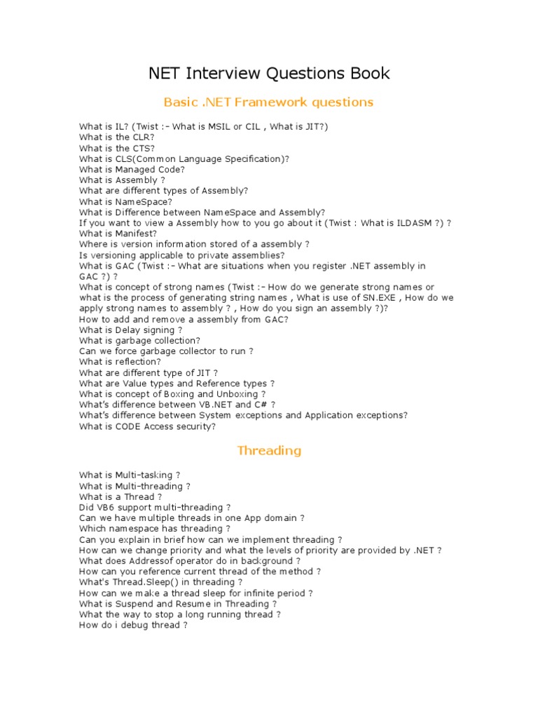 NET Interview Questions Book &SQL Server | PDF | Microsoft Sql Server ...