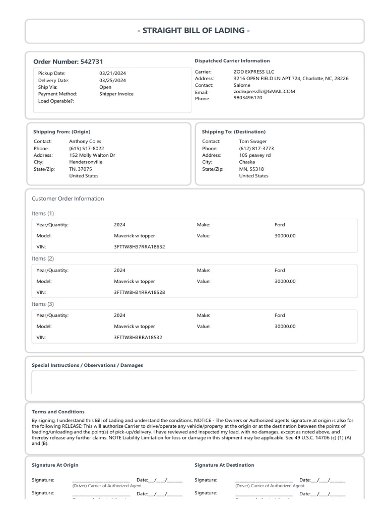 New Bol | PDF | Bill Of Lading | Cargo