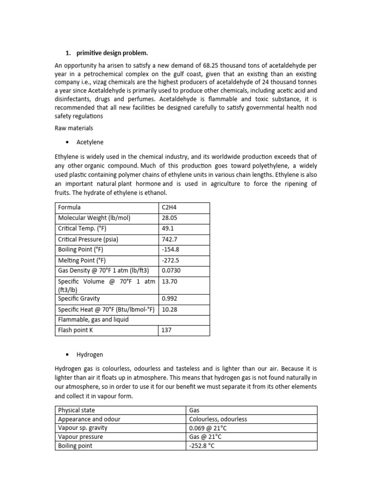 Acetaldehyde Production Methods Analysis | PDF | Ethylene | Ethanol