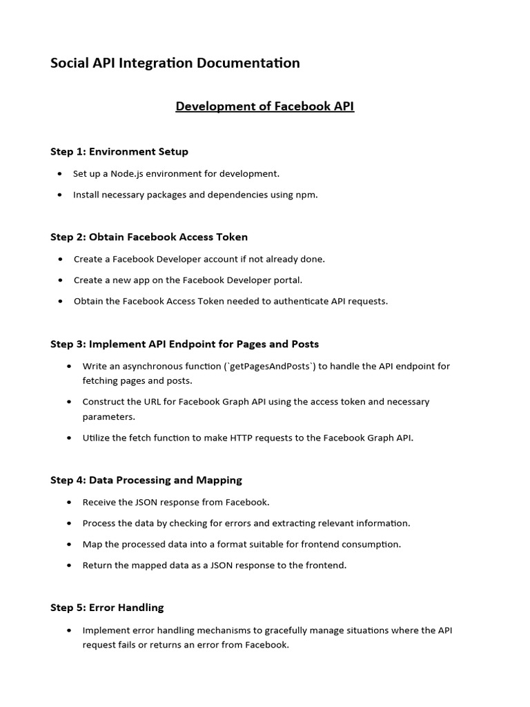 Social API Integration Documentation | Download Free PDF | Facebook | Authentication