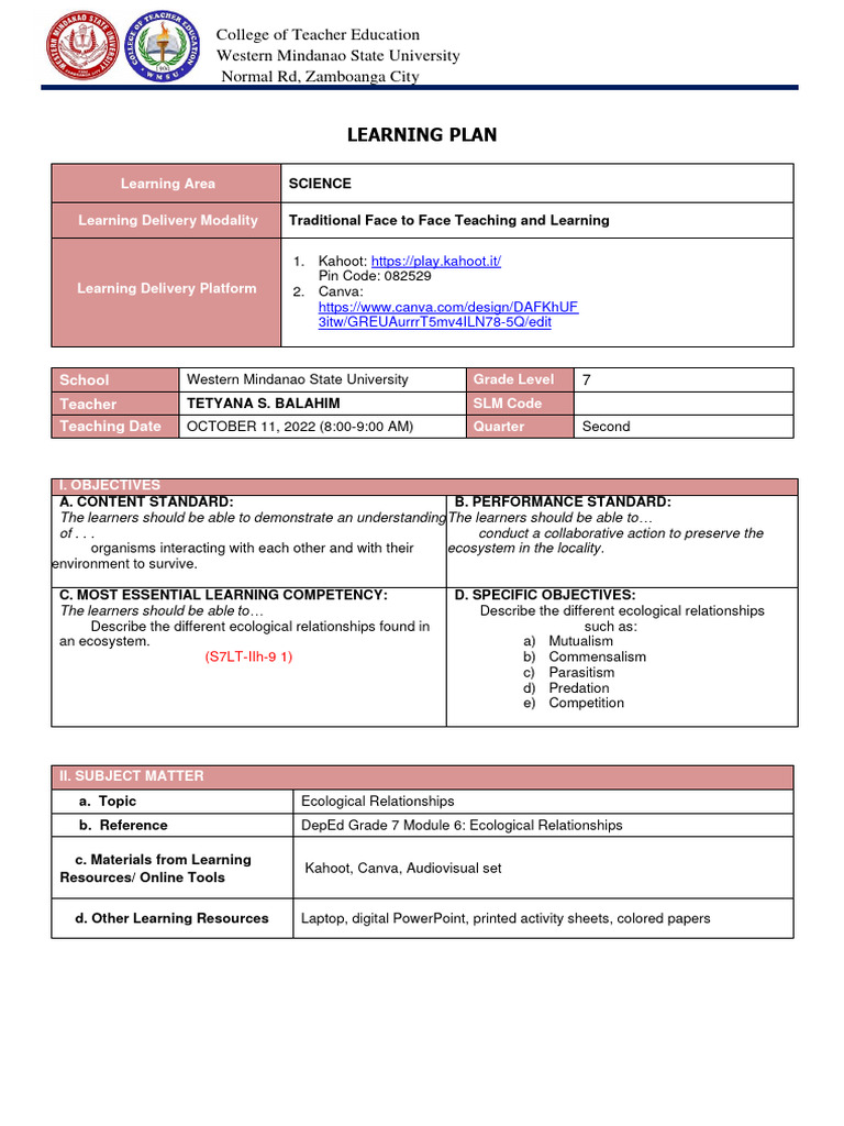 5es Revised Final | PDF | Parasitism | Learning